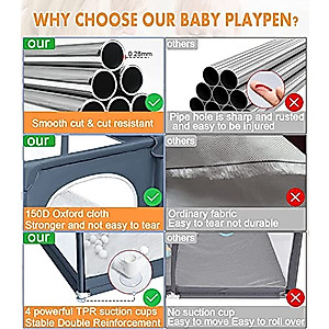 Baby Playpen, Playpen for Babies and Toddlers, Baby Play Pen for Toddler, Baby Playard with Gate, 50×50 inch Sturdy Safety Baby Fence with Anti-Slip Base, Play Yard Indoor Outdoor Kids Activity Center
