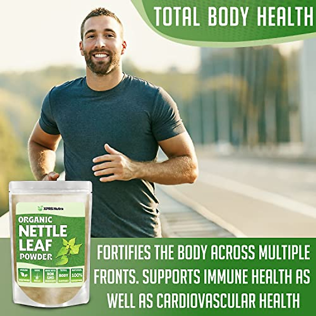 XPRS Nutra Organic Nettle Leaf Powder - Premium USDA Organic Stinging Nettle Powder for Hair and Nails - Vegan Friendly Energy Boosting Organic Stinging Nettle Leaf (4 oz)