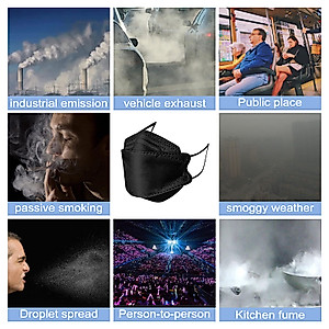 50/100Pcs Black&White Adult KF94 Face_Mask, KF94_Mask 4-Ply Filtеr BEF>94%, 3D Design Shape Cup Dust_Masks (50Pcs-Black KF94)