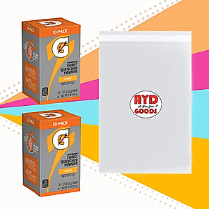 Gatorade Thirst Quencher Powder Sticks, Orange, Total of 20 Counts, 1.23oz Gatorade Powder Packets with Electrolytes (2 Packs of 10)
