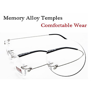 Viseng 2 Pairs Unisex Super Lightweight Rimless Quality Readers Ultra Thin Clear Lenses Frameless Reading Glasses +1.5