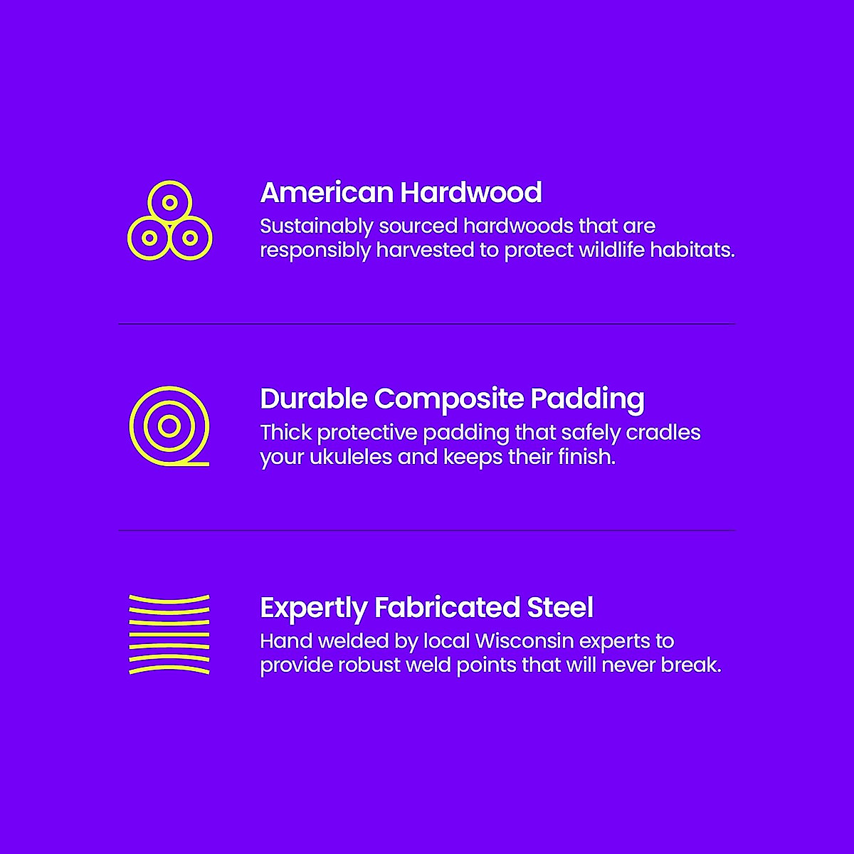 String Swing Ukulele Wall Mount Stand for Mandolin Uke Concert Pineapple Soprano Tenor and Baritone Compatible Case Alternative Kit for Home or Studio – Cherry Hardwood