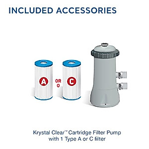 Intex Metal Frame 12 Foot x 30 Inch Round Above Ground Outdoor Backyard Swimming Pool with 530 GPH Filter Cartridge Pump, Navy