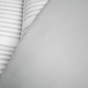 Lush Decor Farmhouse Drew Stripe Silver-Infused 5 Piece Comforter Set, Full/Queen, Neutral