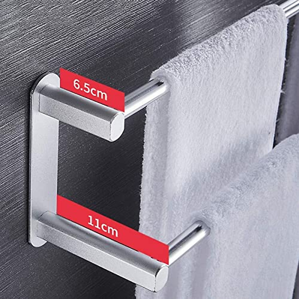 XHALERY Simple Shelf, Double Tea Towel Holder for Hanging Over The Kitchen Cupboard Door - 41Cm/16.14Inch Towel Rack - No Drilling Necessary - Also Suitable As a Bath Towel Rail/Silver/51C