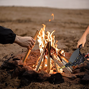 EsLuker.ly Fireplace Bellows Indoor 15.5" x 7", Wood Air Blower with Hanging Strap Cast Nozzle Hand Bellow Pump for Fire Pit Wood Stove BBQ Outdoor Camping (Black)