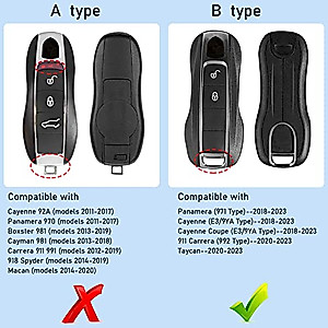 Jaronx Compatible with Porsche Key Fob Cover, Compatible with Porsche Cayenne Panamera Key Fob Cover 2018-2023, Compatible with Porsche Carrera Taycan Key Accessories 2020-2023 (Chalk-New/Light Grey)