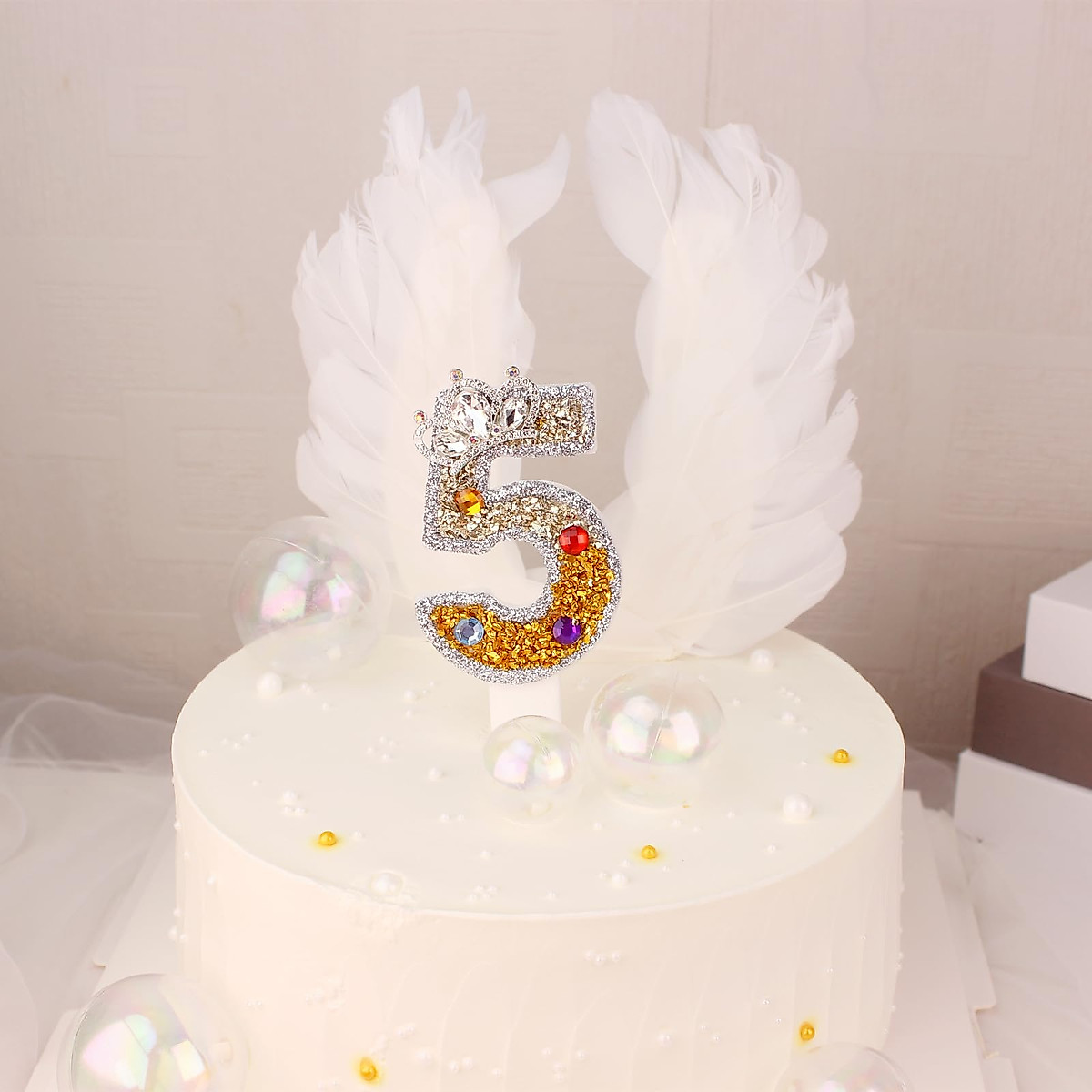 Saododku Birthday Candles, 3.8" Large Number Candles for Birthday Cakes, Big Sparkler Candles for Birthday Cake, 0123456789 Gold Birthday Candles for Cake Topper, Birthday Decorations(No.0)