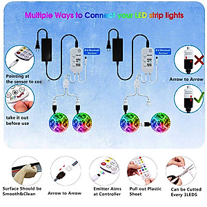 50Ft LED Strip Lights Music Sync Color Changing RGB LED Strip with Remote, Sensitive Built-in Mic, App Controlled LED Lights Tape Lights, 5050 RGB LED Light Strip (APP+Remote+Mic+3 Button Switch)