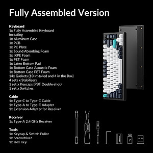 Keychron Q1 Max RGB QMK/VIA Custom Mechanical Keyboard, Hot-Swappable Full Metal Programmable Knob with Gateron Jupiter Red Switch, 2.4 GHz/Bluetooth/Wired Gaming Keyboard for Mac Windows Linux