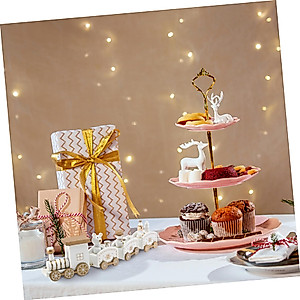 IWOWHERO 1pc Christmas Train Desktop Wooden Trains Mini Christmas Tree Xmas Train Sculpture Wooden Christmas Train Christmas Train Set Birthday Cake Ornament Train Cake Decor White