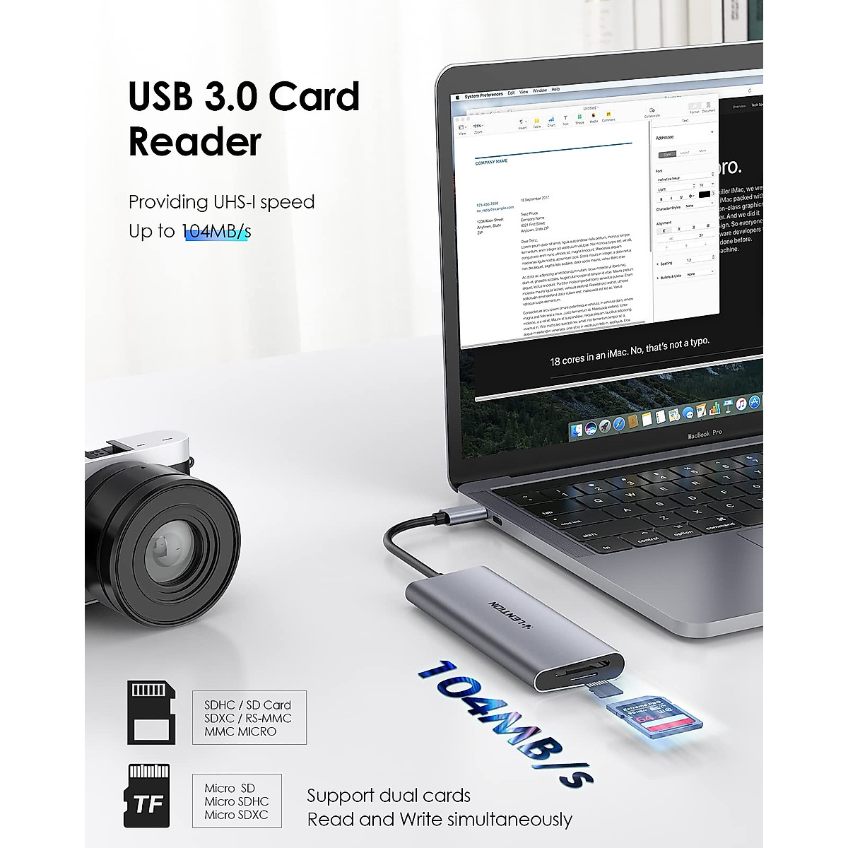 LENTION USB C Hub with 4K HDMI, 3 USB 3.0, SD/Micro SD 3.0 Card Reader, Compatible 2023-2016 MacBook Pro, New Mac Air/Surface, Chromebook, iPhone15 or More, Stable Driver Adapter (C34, Space Gray)