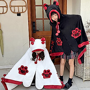 NENAGGE Wearable Blanket Hoodie for Adults Cute Halloween Devil Bat Hooded Blanket Oversized Soft Sherpa Hoodie Women Throw Cloak Wrap with Demon Wings for Women Men Child Student, Free Size,C