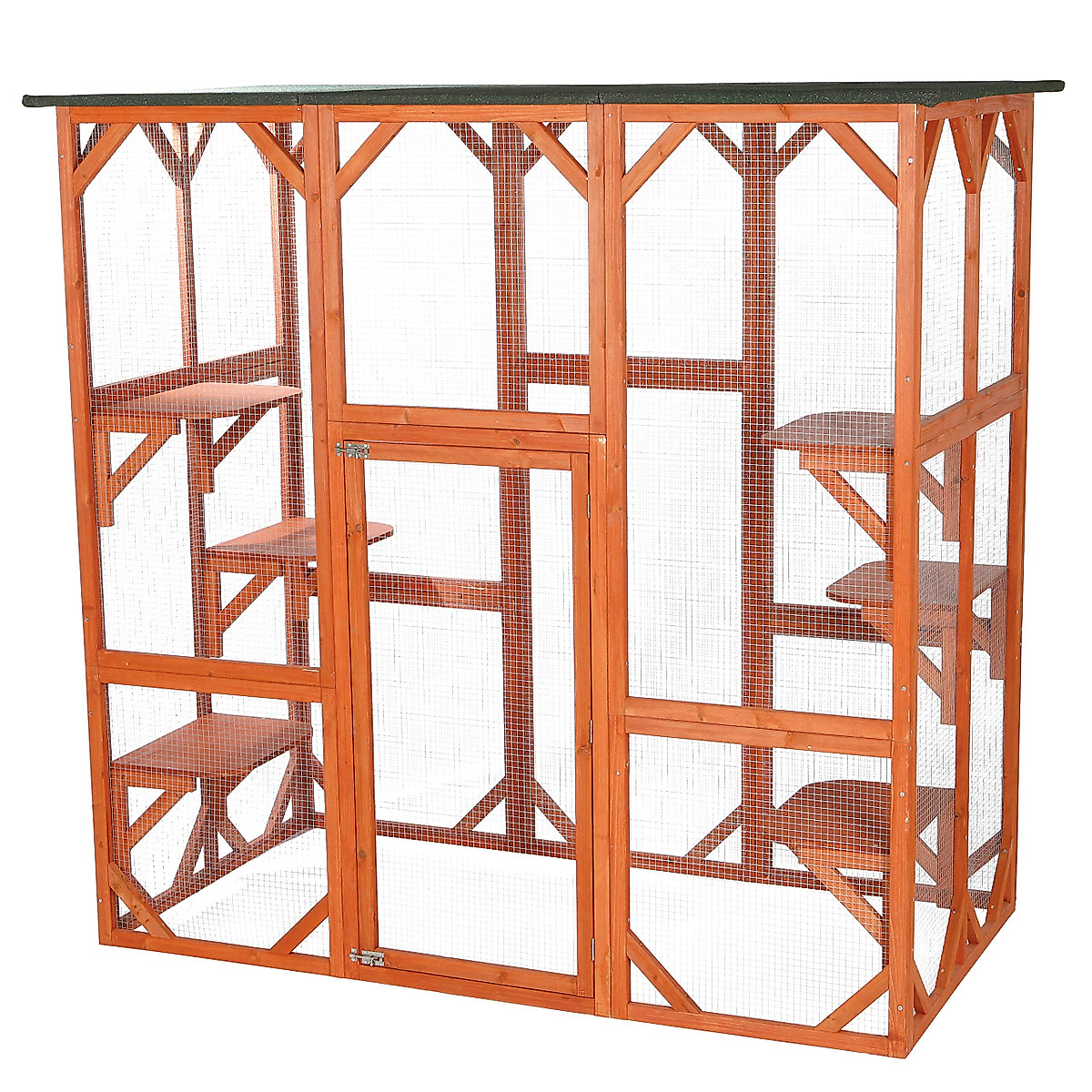 TRIXIE Outdoor Catio, Cat Enclosure with Roof, Large Cat Playpen with Platforms, Cat House, Cat Cage, Run-71 Inch