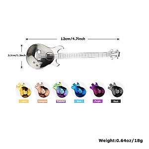 COMIART Creative Guitar Coffee Tea Spoons, 18/10 Stainless Steel Stirring Mixing Spoons, Fun Gift for Music Lover, 4.7 Inch Cute Sturdy Teaspoons, Pack of 4, Silver