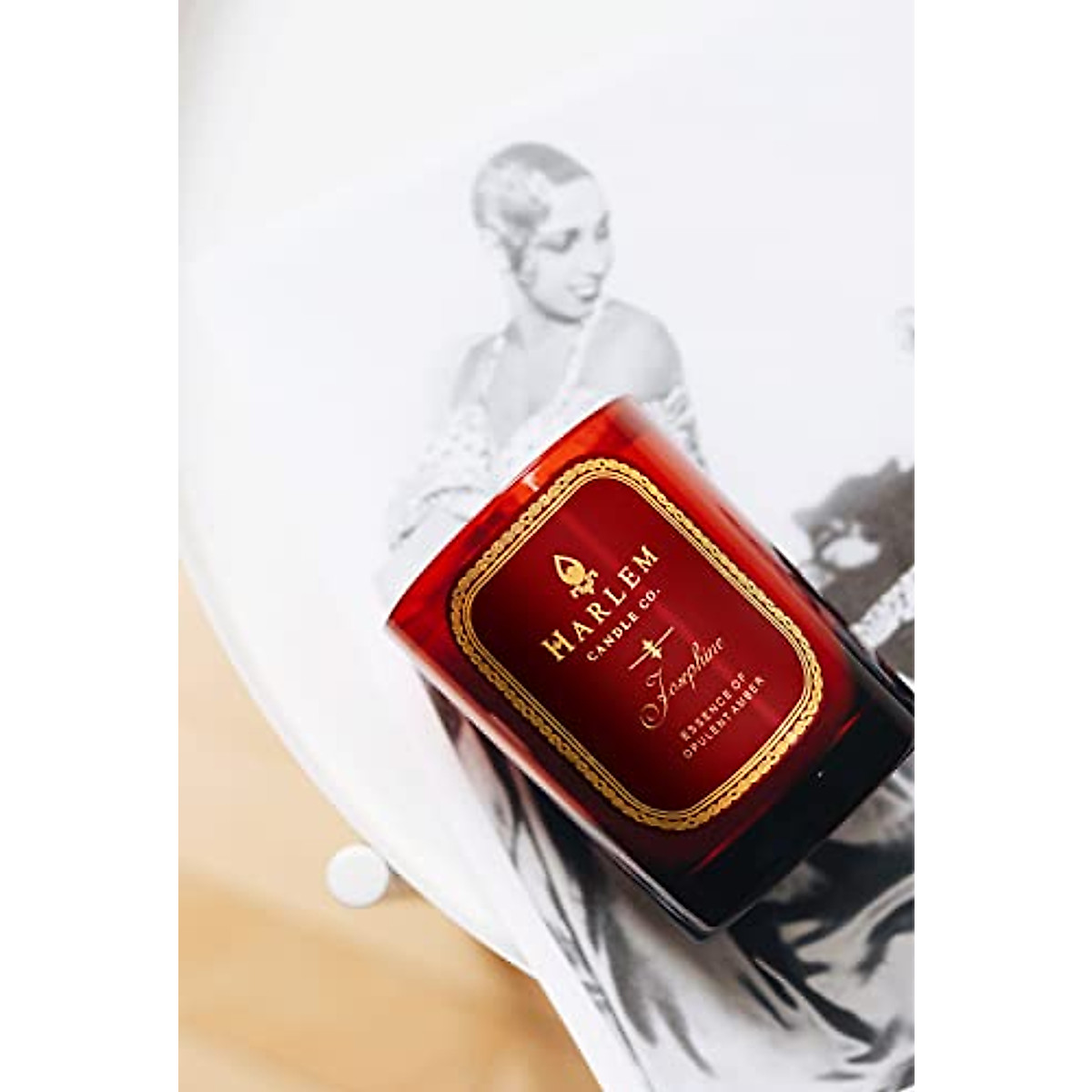 Harlem Candle Company, Josephine Luxury Scented Candle, Double Wick, 12 oz Red Glass Jar, Soy Wax, Gift Box, Scents of Rose, Jasmine, Amber, Tonka Bean and Sandalwood