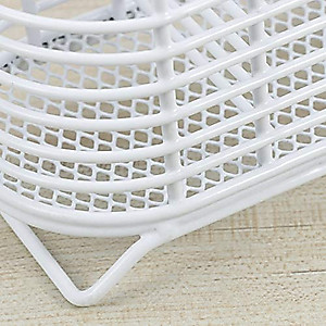 YARNOW Utensil Drying Rack Metal Hanging 2 Compartments Drainer Basket Flatware Storage Drainer Kitchen Organizer White