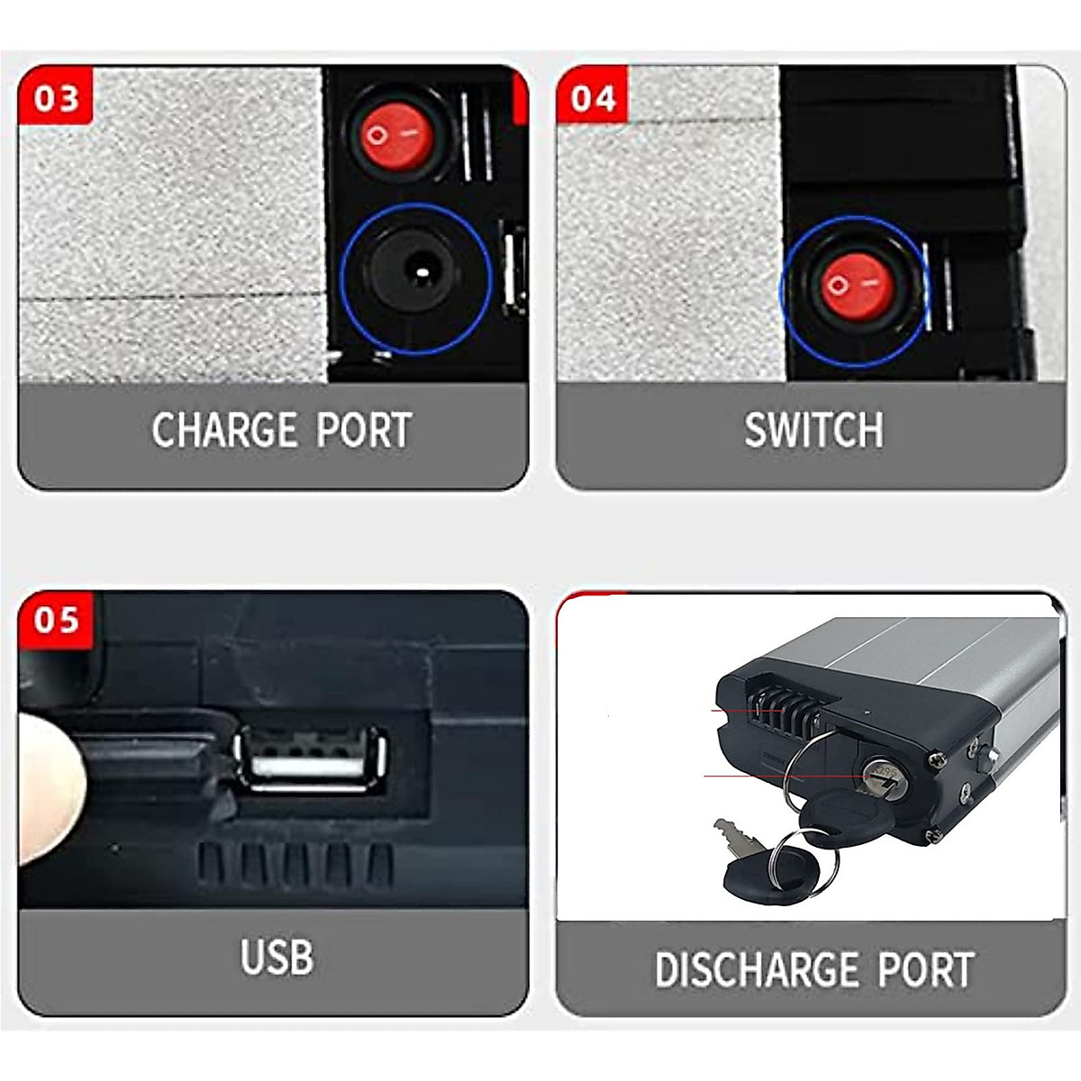 TGHY Electric Bicycle Lithium-Ion Battery 14Ah E-Bike Battery 36V Folding Bike Lithium Battery Pack with USB Port, Battery Lock, BMS Multiple Protection, Charger E-Bike Accessories,36v14ah