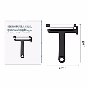 KITCHENDAO Replaceable Wire Cheese Slicer Cutter, 50% Stronger Wires with 2nd Gen Wire Fixing Mechanism, Adjustable Wire Cheese Cutter, Quick Replacement, Dishwasher Safe, with 3 Extra Wires