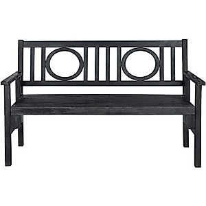 Safavieh PAT6714K Outdoor Collection Piedmont Grey Folding Bench, Dark Slate Gray