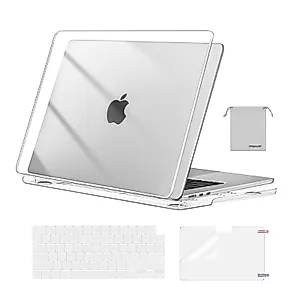 MOSISO Compatible with MacBook Air 15 inch Case M4 M3 M2 2025 2024 2023 Release A3241 A3114 A2941 with Touch ID, Plastic Hard Shell Case&Keyboard Cover&Screen Protector&Storage Bag, Crystal Clear