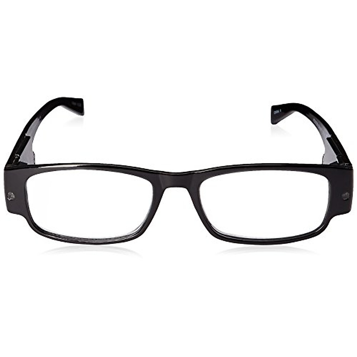 Foster Grant Men's LightSpecs Lloyd Reading Glasses with Lights Rectangular, Black/Transparent, 59 mm + 1.75