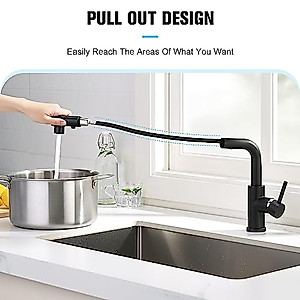 CREA Sink Faucet, Black Kitchen Faucets with Pull Down Sprayer, Bathroom Sink Faucets Mini Bar Prep Faucet Single Handle 3 or 1 Hole Kitchen Utility Faucet Laundry Outdoor Tap