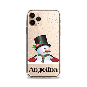 Case Charming Christmas Snowman Case Personalized for iPhone 15 14 Pro Max 13 mini 12 11 XS XR X 10S 10R 10 8 Plus 7 SE Clear Slim Soft Flexible TPU Rubber Cover