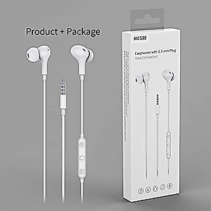 Wired Earbuds Noise Isolating in-Ear Headphones Sports Workout Magnetic Earphone w/Microphone Volume Control 3.5mm Plug for Android Samsung Galaxy Moto LG Blu iPhone Cell Phones Laptop Computer(White)