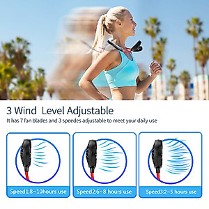 DSCD Portable Neck Fan, Hands Free Neck Fan Rechargeable, 12H Cooling Personal USB Fan Air Conditioner, Sports Neck Fan for Travel, Best Gift Neck Fan for Women, Kids