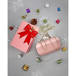 M10M15 Women Pink Satin Clutch Purse Small Evening Bag with Pearl Closure for Party Wedding