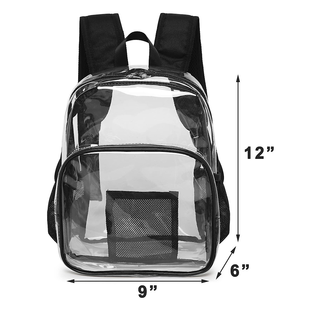 MAXPAND Stadium Approved Clear Backpack Mini Waterproof Transparent Backpack for Sports, Events and Beach, Black, XR-2125