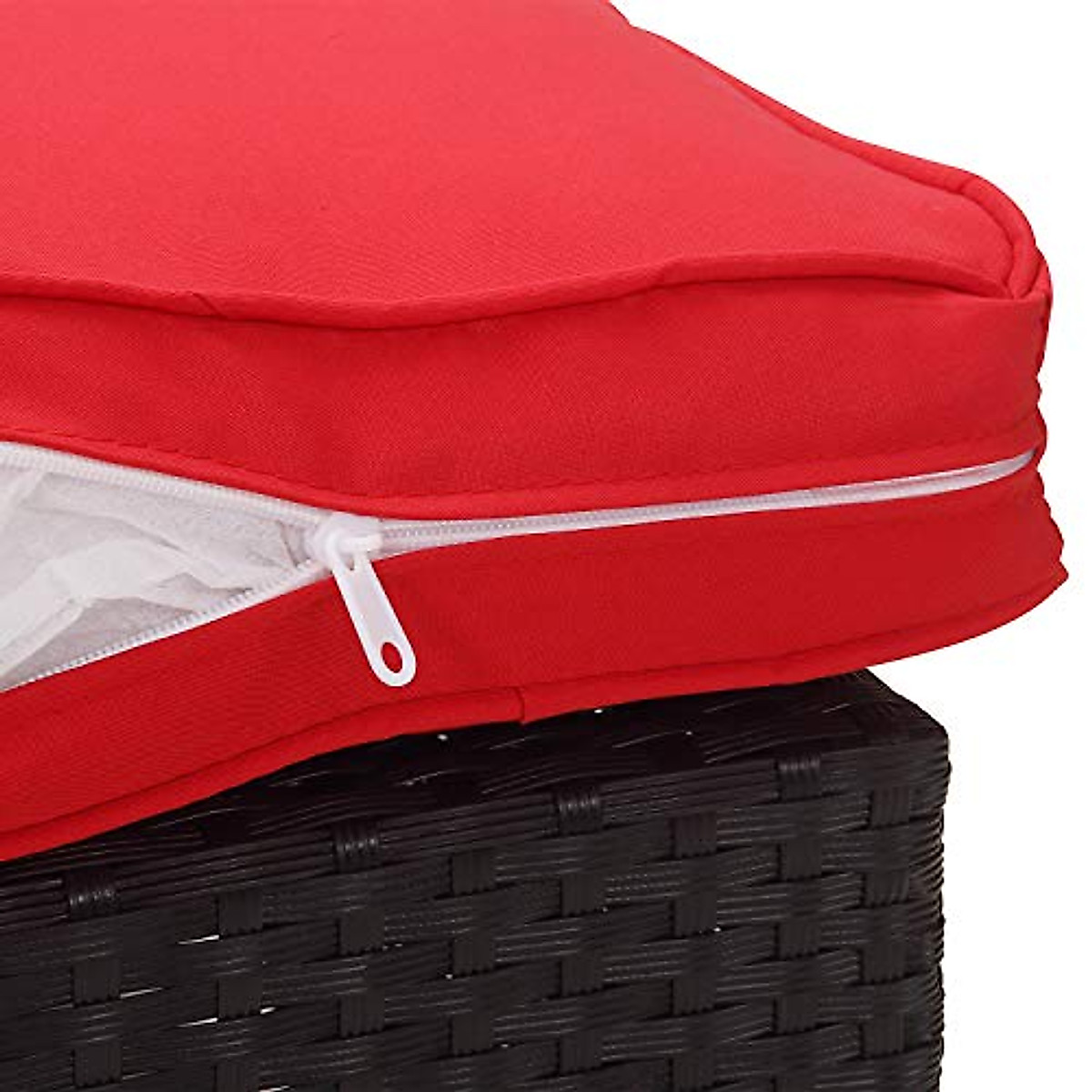 Patio Sofa Furniture Sets 5 Piece, Outdoor PE Wicker Rattan Conversation Sofa Set with Coffee Table, Wine Red (Black Rattan)