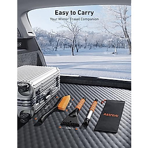 AstroAI 40" Snow Brush and Ice Scrapers for Car Windshield, Detachable Snow Scrapers with Ergonomic Foam Grip for Cars, Trucks, SUVs (Heavy Duty ABS, PVC Brush, Orange)