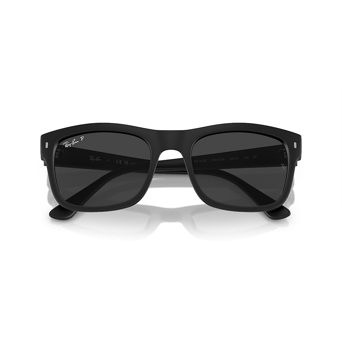 Ray-Ban RB4428 Square Sunglasses, Matte Black/Black Polarized, 56 mm