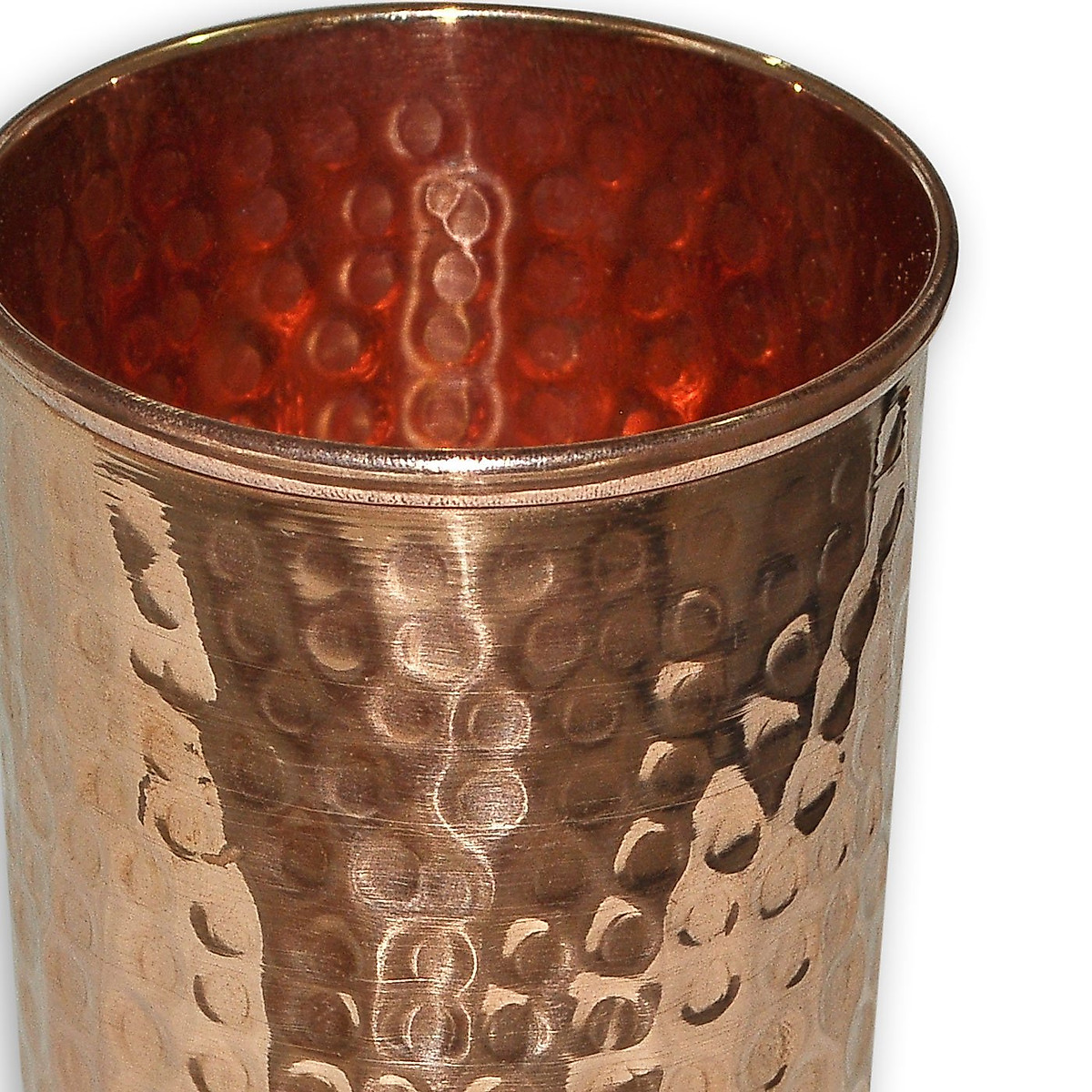 OSNICA Pure Copper Hammered Tumbler for Healing Ayurvedic Product Tableware Accessories, Set of 2, Height 9.5 Cm