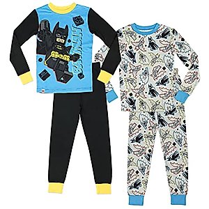 LEGO Batman Pajama Set For Boys, 4-Piece Cotton Blend, Blue/Black, Size 4