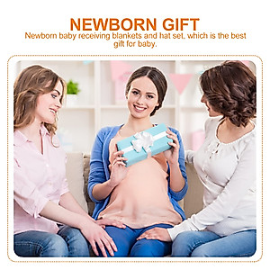 KESYOO 1 Pack Baby Swaddle Blanket with Newborn Beanie Hat Cotton Floral Receiving Blanket Wrap Bow Headband for Infant Boy Girl