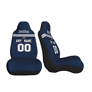 HUGXINAN Custom Football Car Seat Covers - Personalized Car Accessories Dallas Gifts with Name and Number, Elastic Soft Car Front Seat Protector Cover, Universal Size Fit Most Car, Truck, SUV, 2pc
