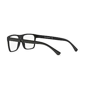 Emporio Armani Men's EA4115 Prescription Eyewear Frames with Two Interchangeable Sun Clip-Ons Rectangular, Matte Black/Clear/Black/Gradient Brown, 54 mm