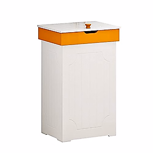 Function Home Trash Can Cabinet, 23 Gallon Kitchen Garbage Can, Wooden Recycling Trash Bin, Freestanding Dog Proof Trash Can, Farmhouse Trash Cabinet with Lid for Home Kitchen Bathroom, White
