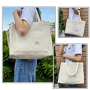 Tote Bag for Women, Detachable Satchel Bag Shoulder Handbag for Women Corduroy Crossbody Bag for Travel Work