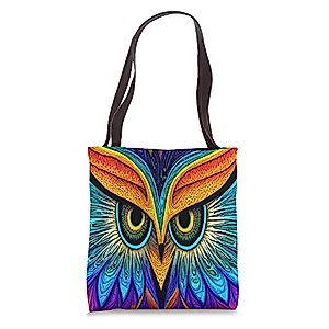 Rainbow Owl Tribal Art Totem Tote Bag