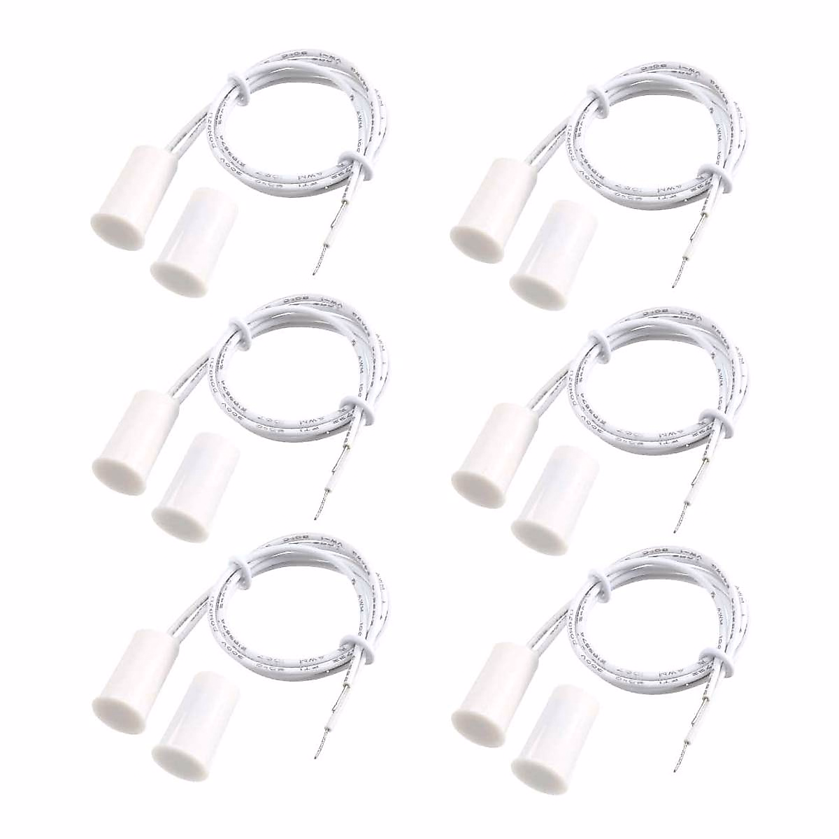 PEN RC-33 NC Recessed Wired Security Window Door Contact Sensor Alarm Magnetic Reed Switch White - (6 Sets)