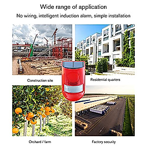 Solar Strobe Light, RISOON Solar Alarm Light with Motion Detector 129db 24 Hours Mode + Night Mode Sound Security Siren Light IP65 Waterproof, Protect Your Home, Farm, Barn, Villa,Yard