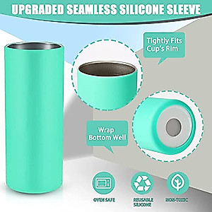 Silicone Bands for Sublimation Tumbler for 20 OZ Skinny Blanks Cups, Silicone Sleeve Kit with Heat Resistant Gloves, Transfer Tapes for Tumbler Heat Press Parts Accessories, Shrink Wraps in Oven