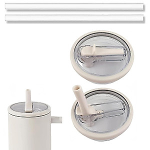 2 Pack 40 oz Tumbler Flip Straw Lid Replacement fit, Spill Proof Splash Resistant Tumbler Lids,Reusable Tumbler Cover for Cup (White)