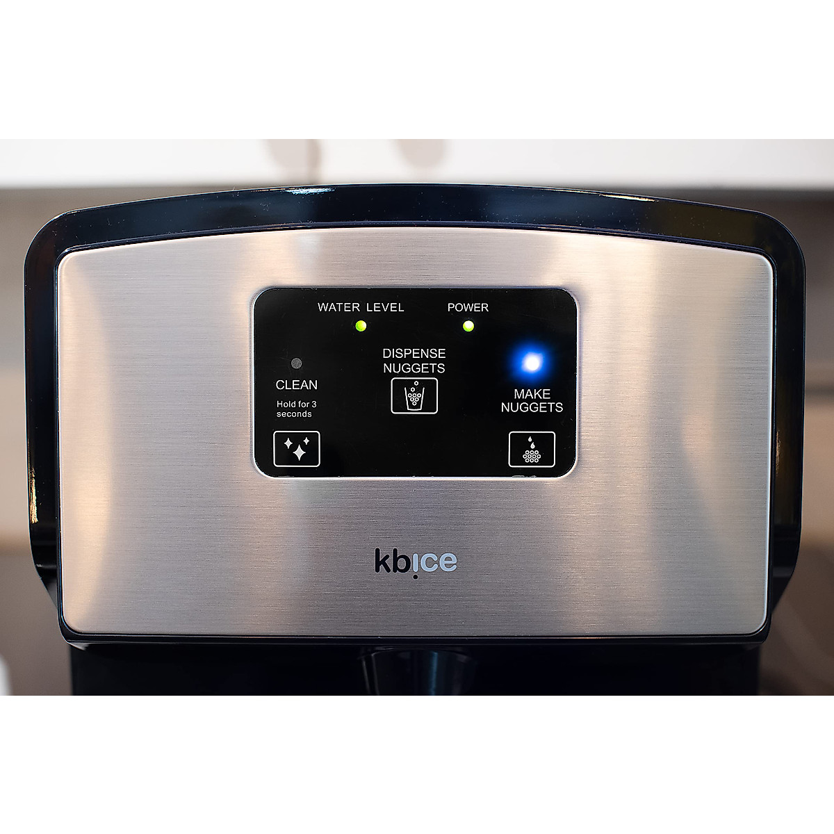 KBice Self Dispensing Countertop Nugget Ice Maker, Crunchy Pebble Sonic Ice Maker's Produces Max 30 lbs of Nugget Ice per Day, Stainless Steel Display Panel