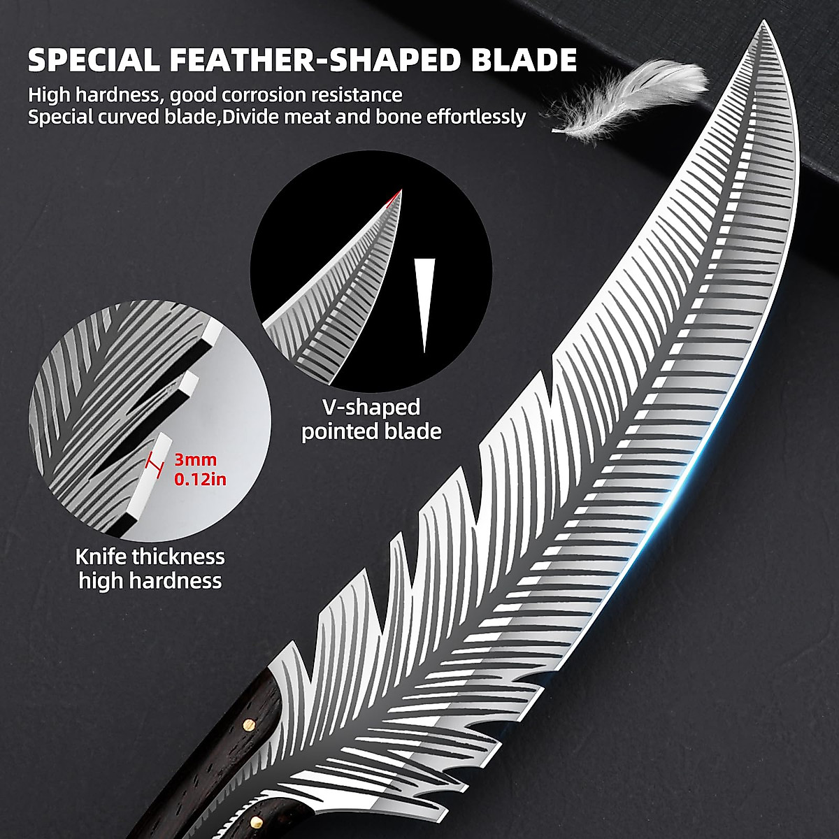 VCXOX Professional Meat Cleaver Knife Kitchen Chef Knives High Carbon Stainless Steel Ultra Sharp Kitchen Cutting Knife for Meat Vegetable Cooking Tool Outdoor and Home Use (Black-001)