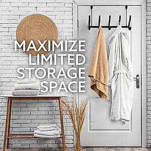 Richards Over The Door Hooks - Stainless Steel and Heavy-Duty Hanger for Clothes, Coat, Towel, Bag, Robe, Hat and Purse | 17x3x10 inches | Austin - Black